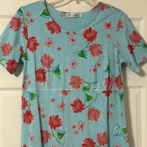 fresh produce | Dresses | Fresh Produce Sz X Blue Floral Short Sleeve ...